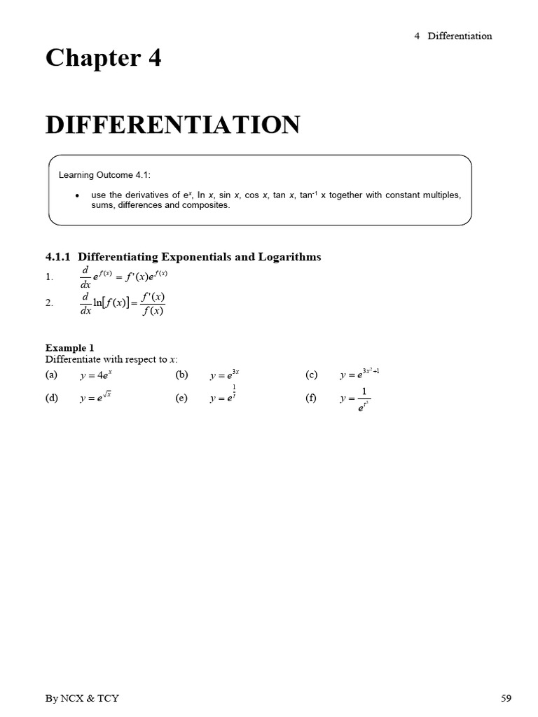 P3 Chapter4 Differentiation 2020 | PDF | Derivative | Equations