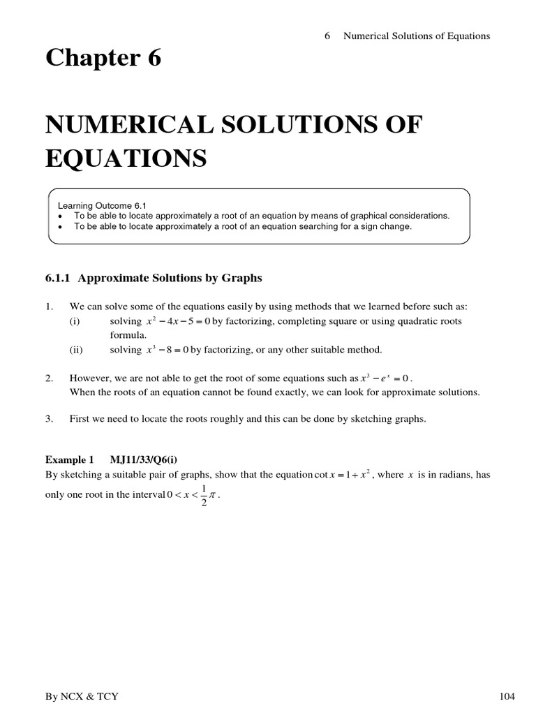P3 - Chapter6 - Numerical Solutions of Equations | PDF | Equations | Numerical Analysis