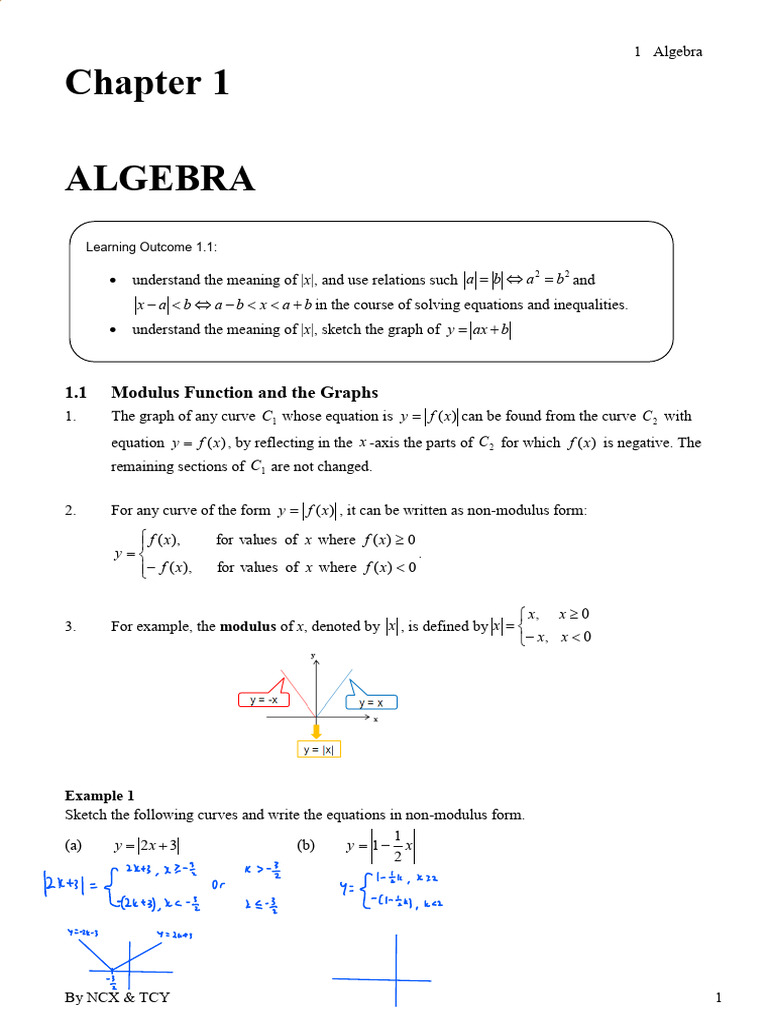 P3 Chapter1 Algebra | PDF | Polynomial | Factorization