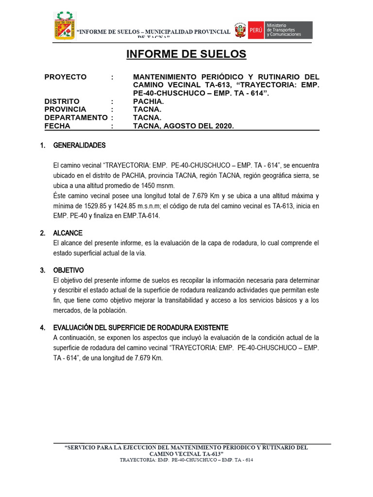 Informe Suelos TA-613 | PDF