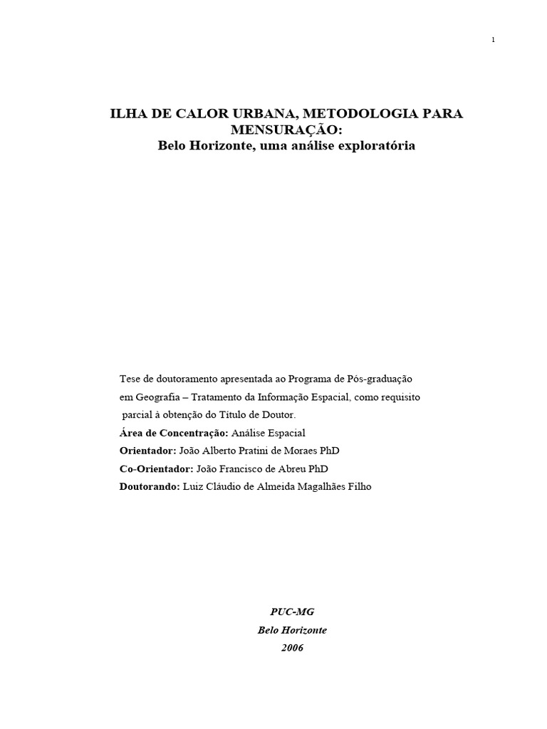 Ilha De Calor Urbana Metodologia Para Mensuracao Pdf Geografia Calor