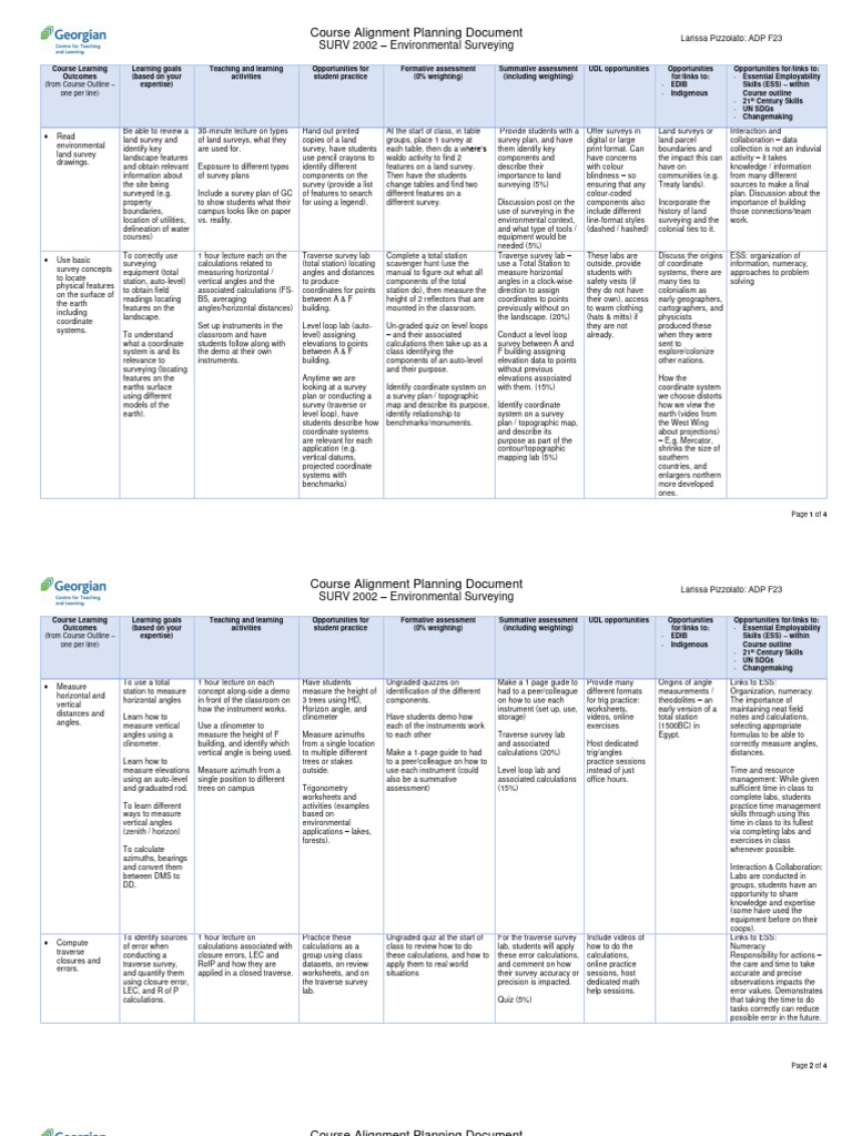 course alignment - surv 2002 | PDF | Surveying | Accuracy And Precision