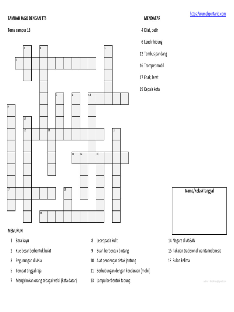 Teka Teki Silang Campuran 18 | PDF