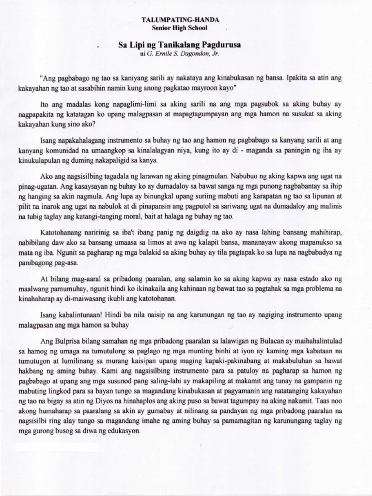 Talumpating Handa 2022-2023 | PDF