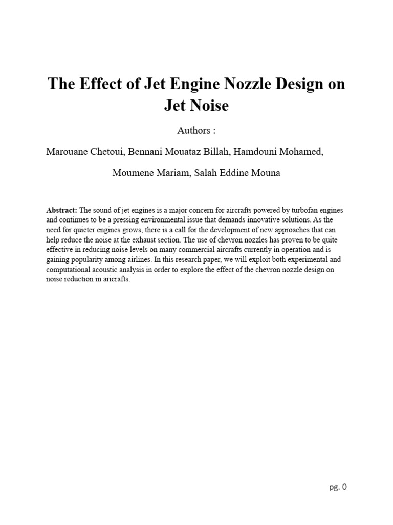 Influence of Jet Engine Nozzle Design On Noise Generation 1 1 1 | PDF ...