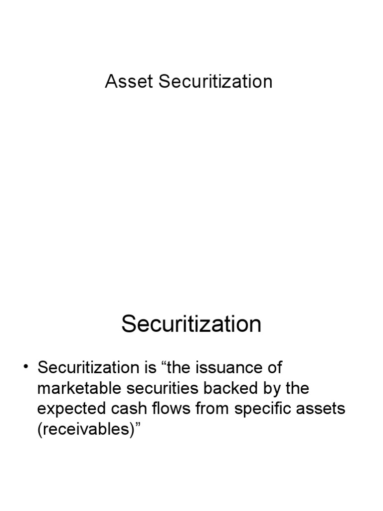 Securitization | PDF | Securitization | Money