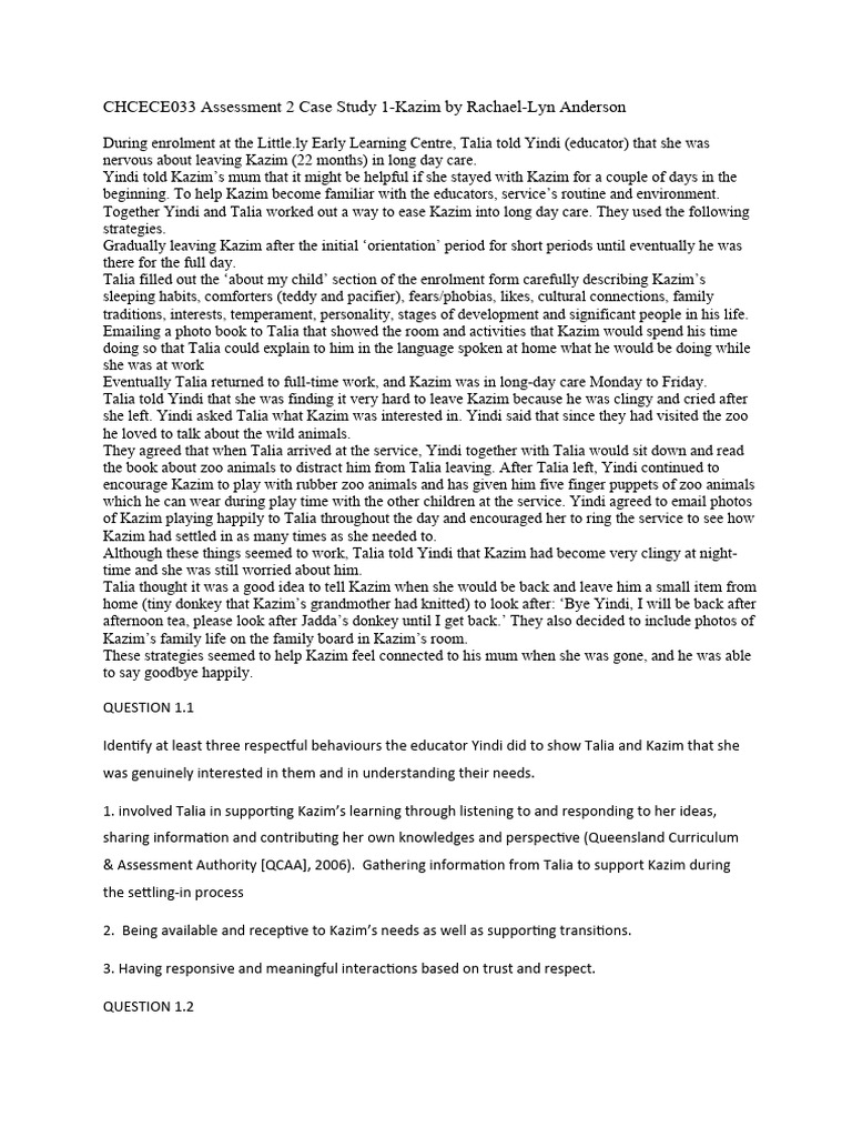 Chcece033 Assessment 2 Case Study 1 Kazim by Rachael-Lyn Anderson | PDF | Cognition | Learning