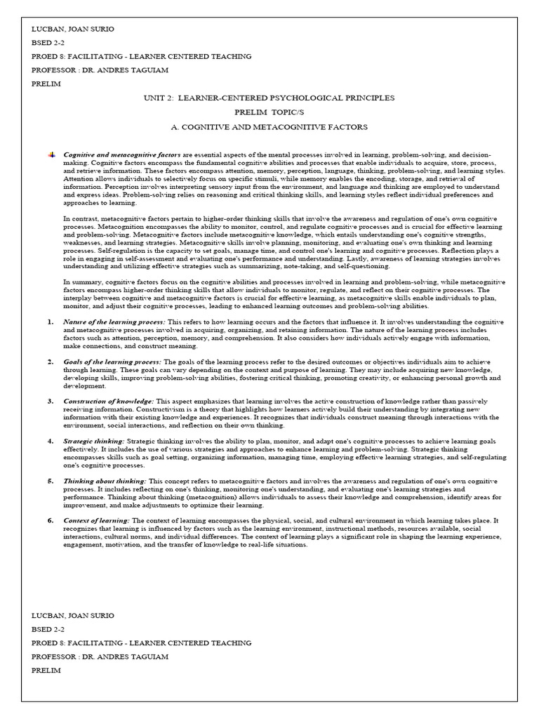 Reflection Paper Finalllll | PDF | Learning | Metacognition