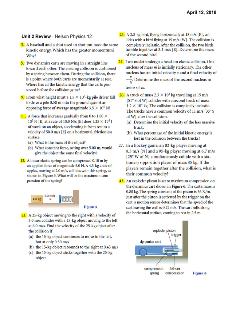 Nelson Physics 12 Unit 2 Review | PDF