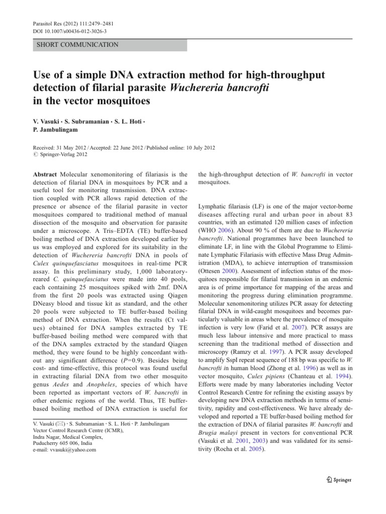 Use of A Simple DNA Extraction Method | PDF | Polymerase Chain Reaction | Real Time Polymerase ...