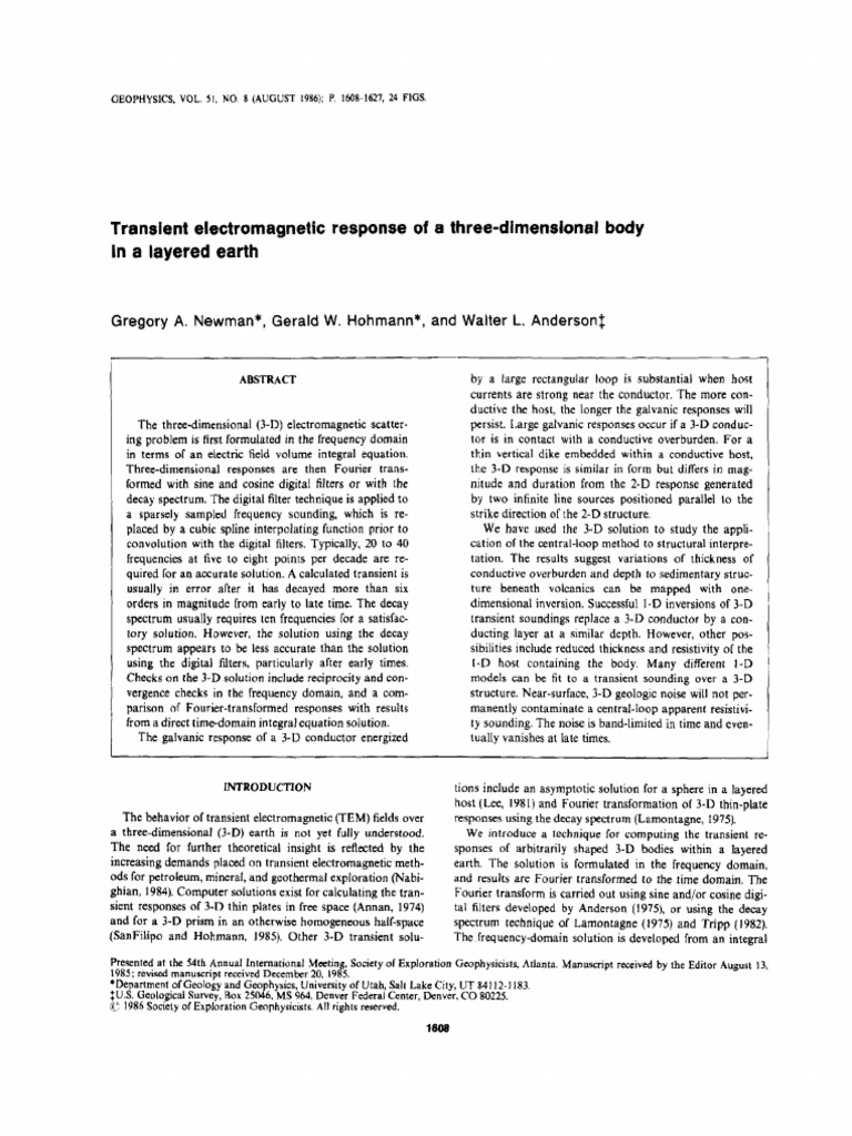 3D Transient Electromagnetic Response | PDF | Spectral Density ...