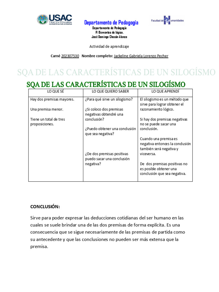 Departamento de Pedagogía: Carné 202307530 Nombre Completo: Jackeline ...
