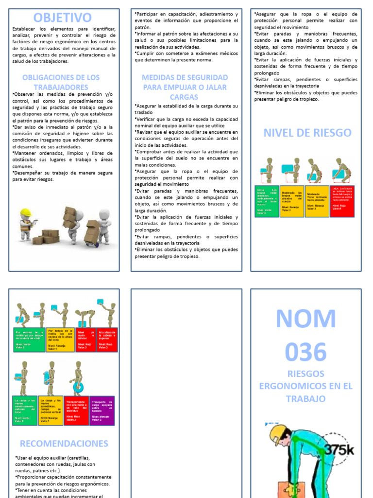 Triptico NOM 036 | PDF | Factores humanos y ergonomía