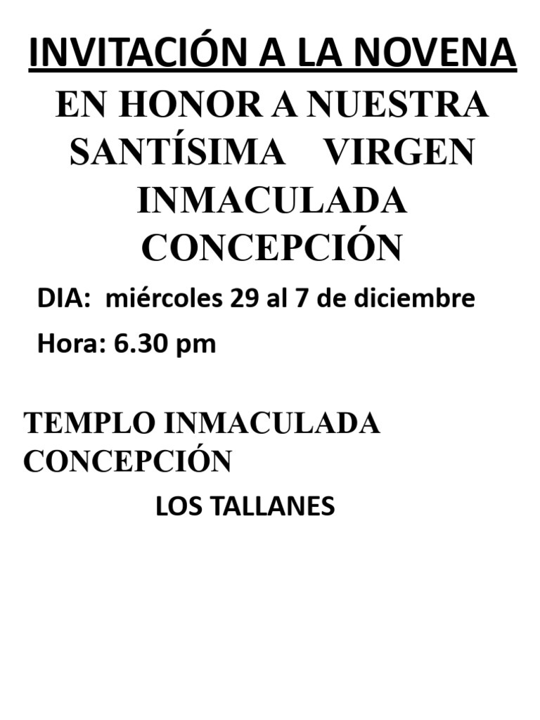 Invitación A La Novena en Honor A Nuestra San | PDF