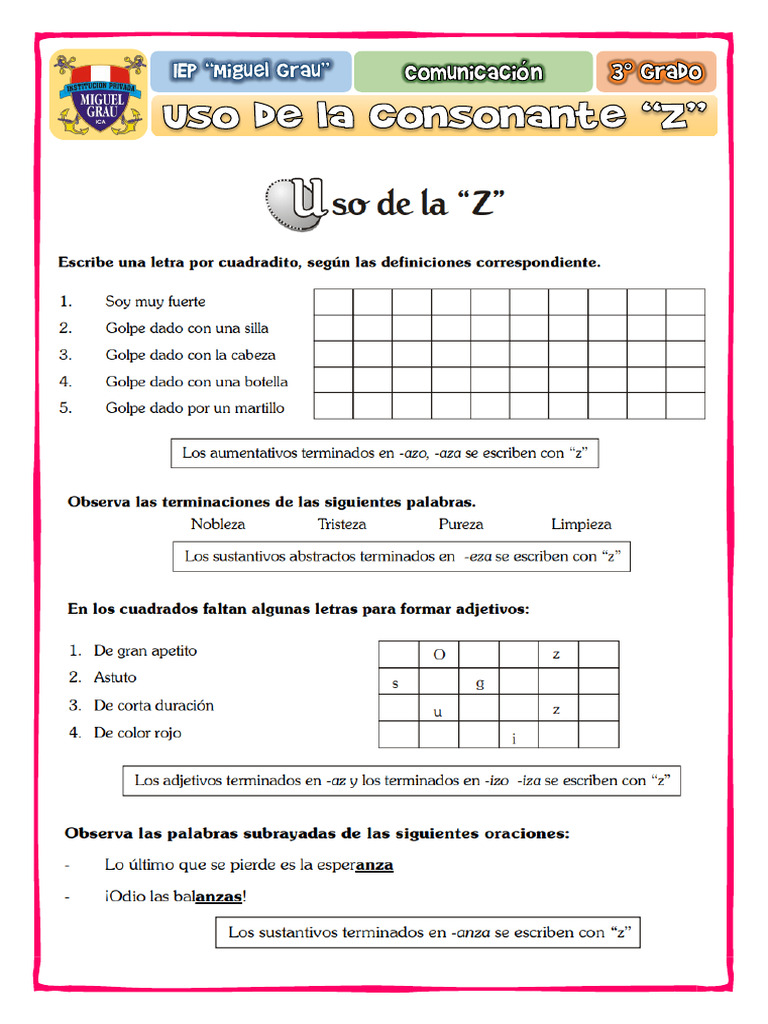 Uso de La Consonante Z I | PDF