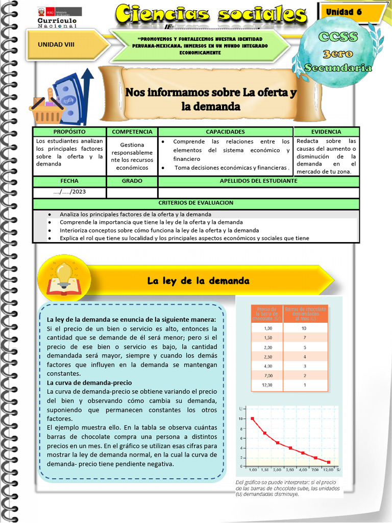 Ficha de Actividad CCSS 3°-Semana 3 | PDF | Oferta y demanda | Oferta ...