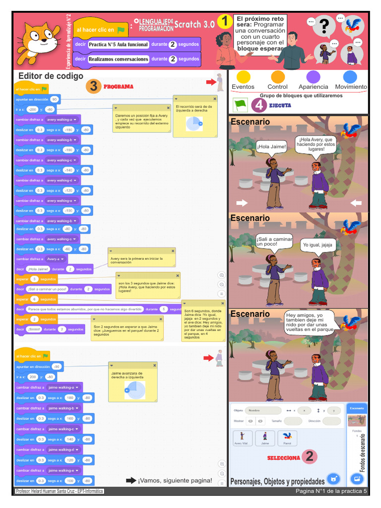 PRACTICA N 5 Converzaciones Con El Bloque Esperar | PDF | Scratch (lenguaje de programación ...