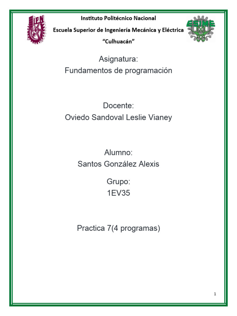 Practica 7 Escrita 4 Programas | PDF | Algoritmos | Informática