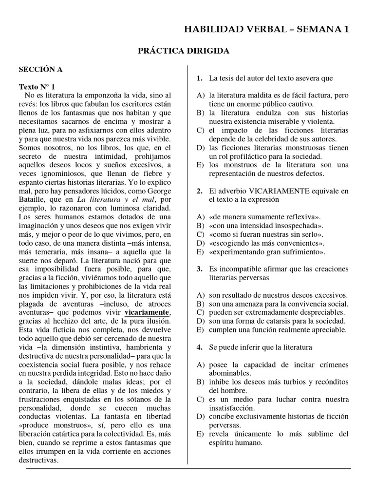 Habilidad Verbal Academia Semana 1 Miscelánea 1 Pdf Karl Popper