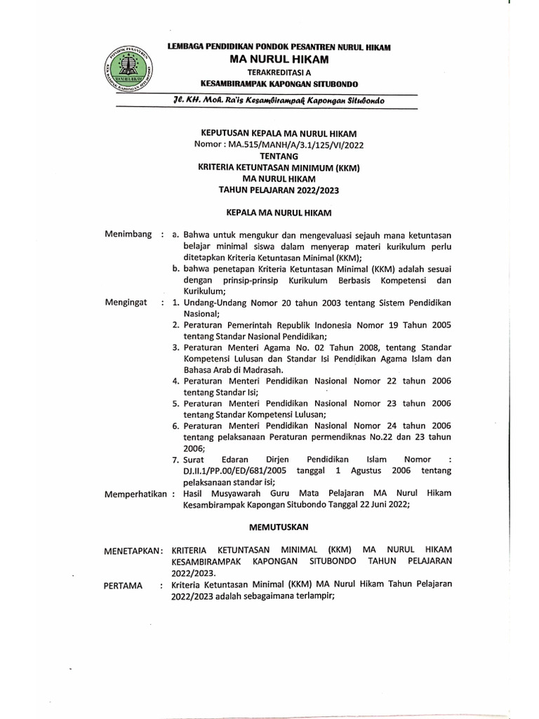 Peningkatan KKM | PDF