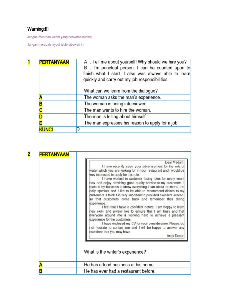 Template - BING WAJIB XII | PDF