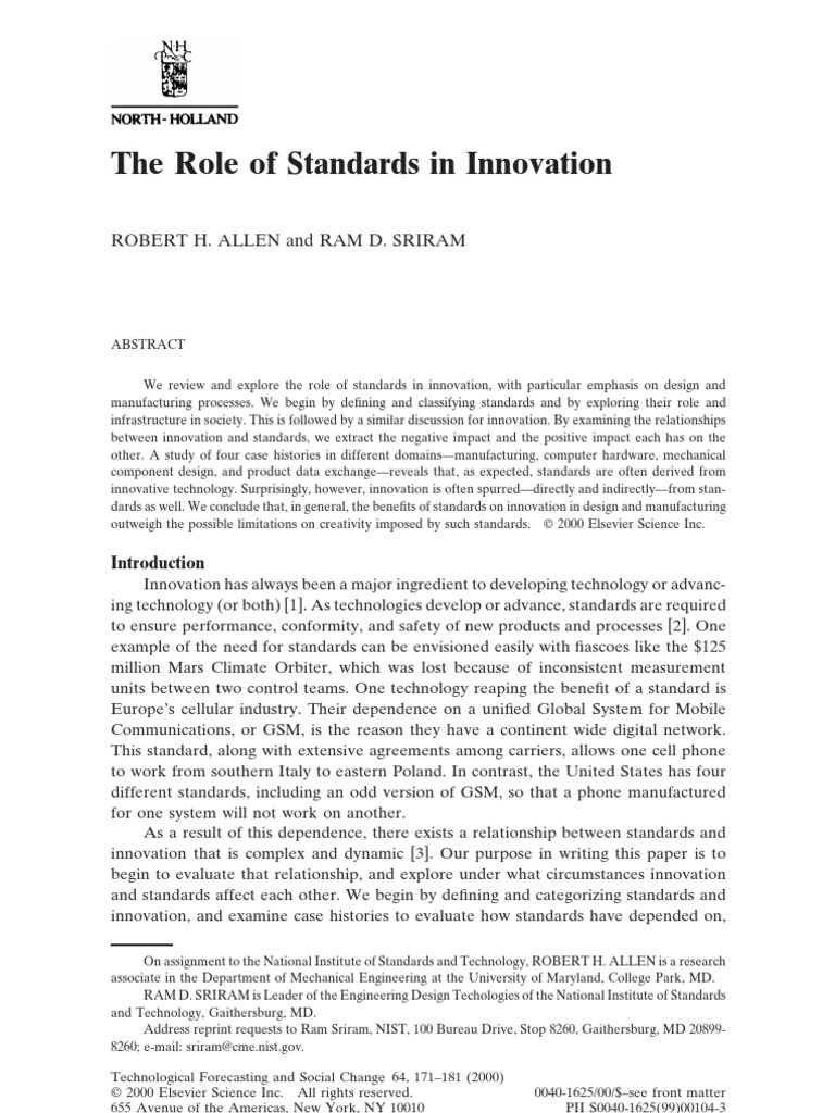 Standards' Impact on Innovation | PDF