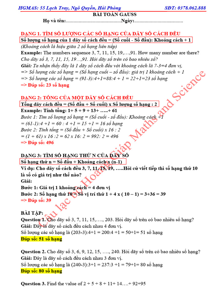 Bài Toán Gauss - L I Gi I | PDF