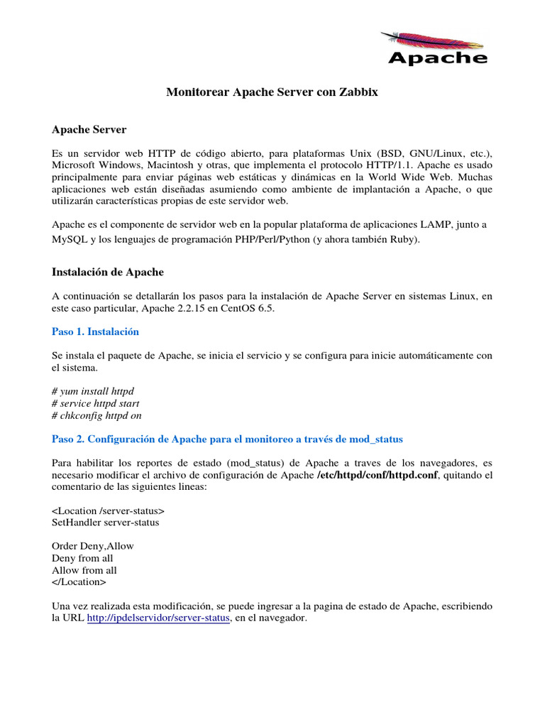 Monitorear Apache Con Zabbix | PDF | Servidor HTTP Apache | Informática