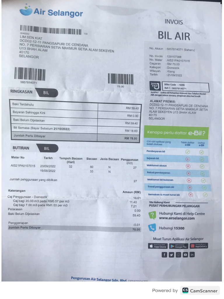 Bil Air Selangor Pdf