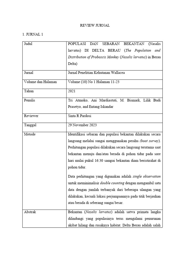 Review 5 Jurnal - Bio Konservasi - Sinta R Pardosi | PDF | Sains ...