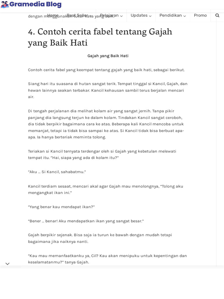 Contoh Fabel dan Pesan Moralnya | PDF