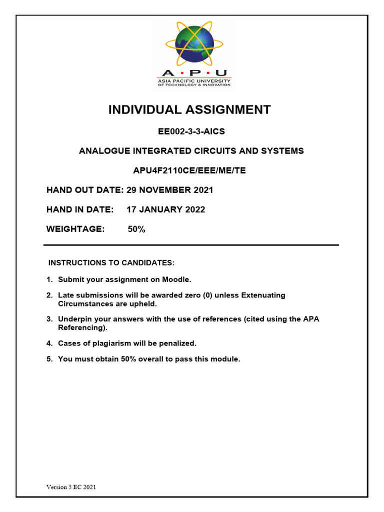 EE002-3-3-AICS APU4F2110 Assignment Questions | PDF | Amplifier | Spice