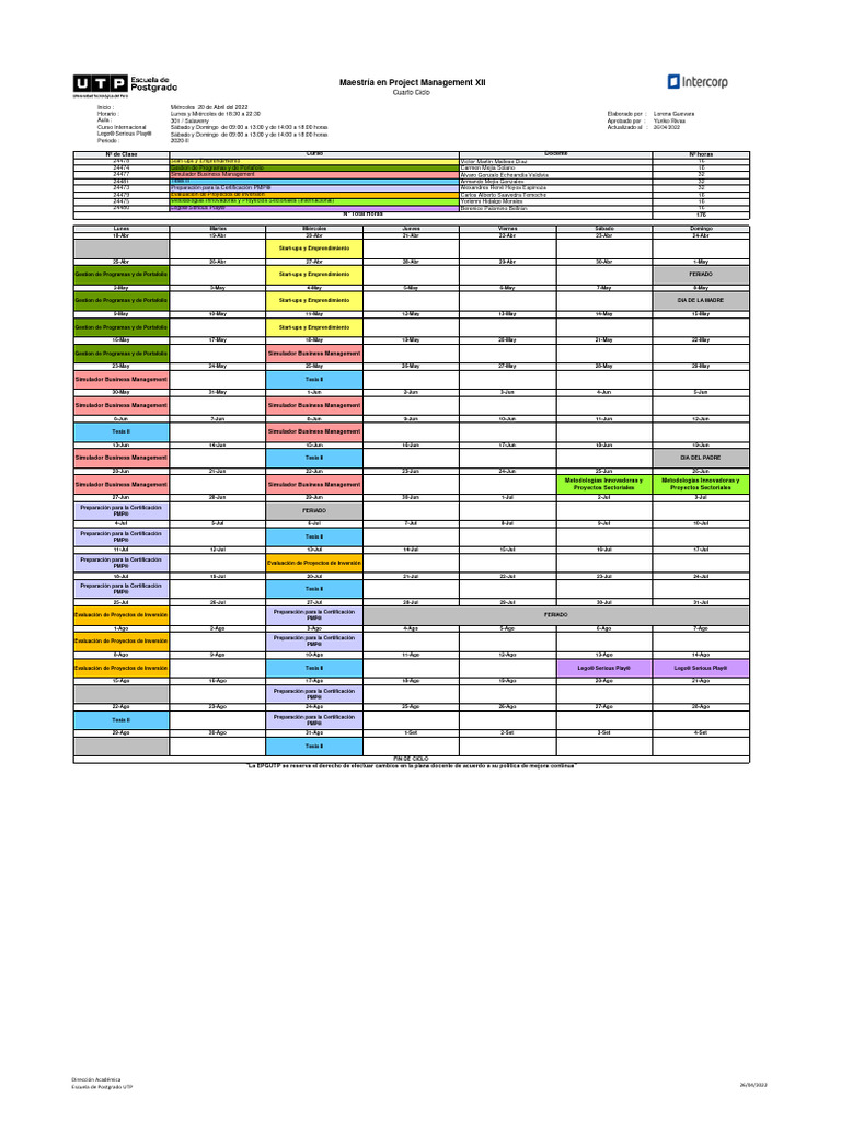 Horario MPM XII C4 | PDF