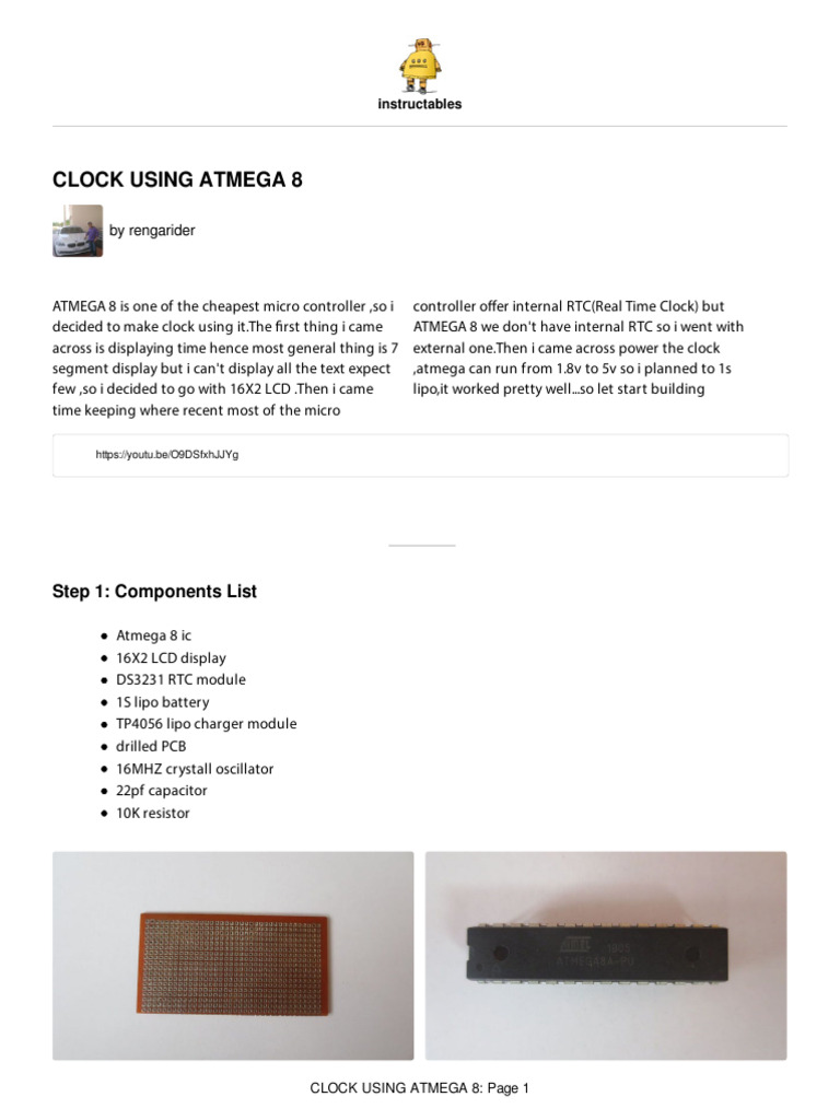 Clock Using Atmega 8 | PDF | Arduino | Electronic Engineering