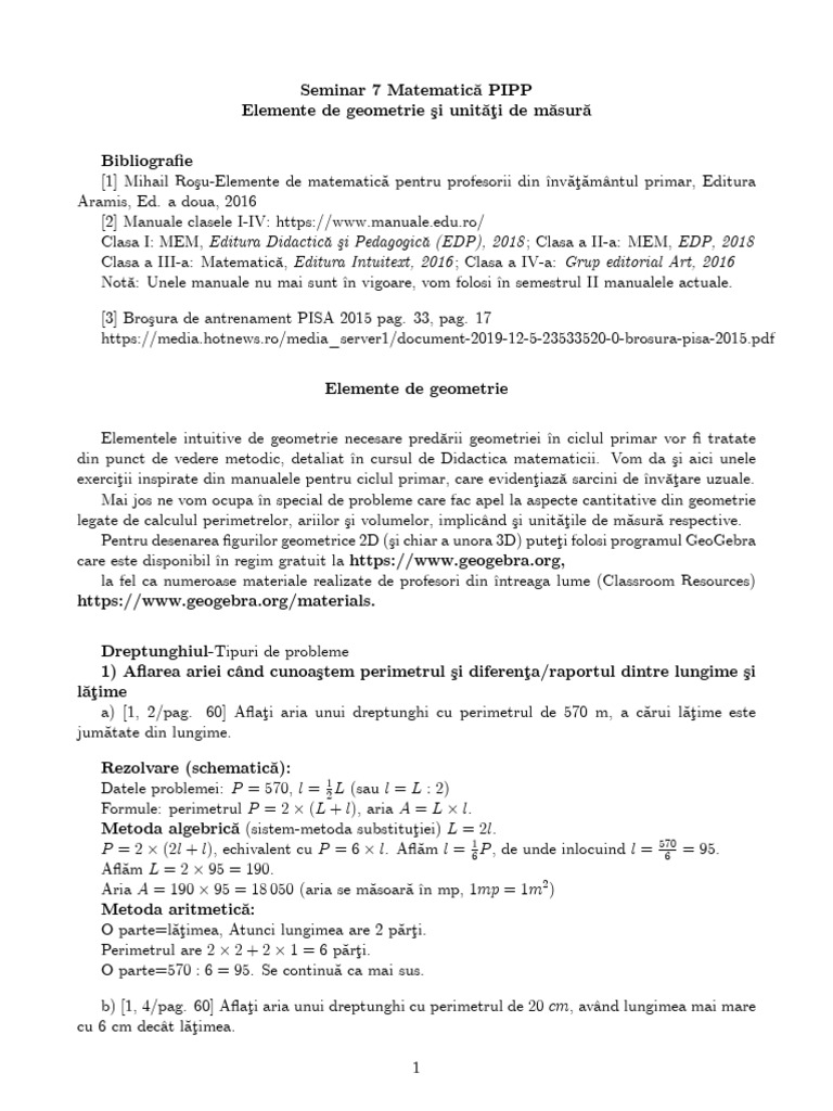 07 S07 Geometrie Unitati Masura | PDF