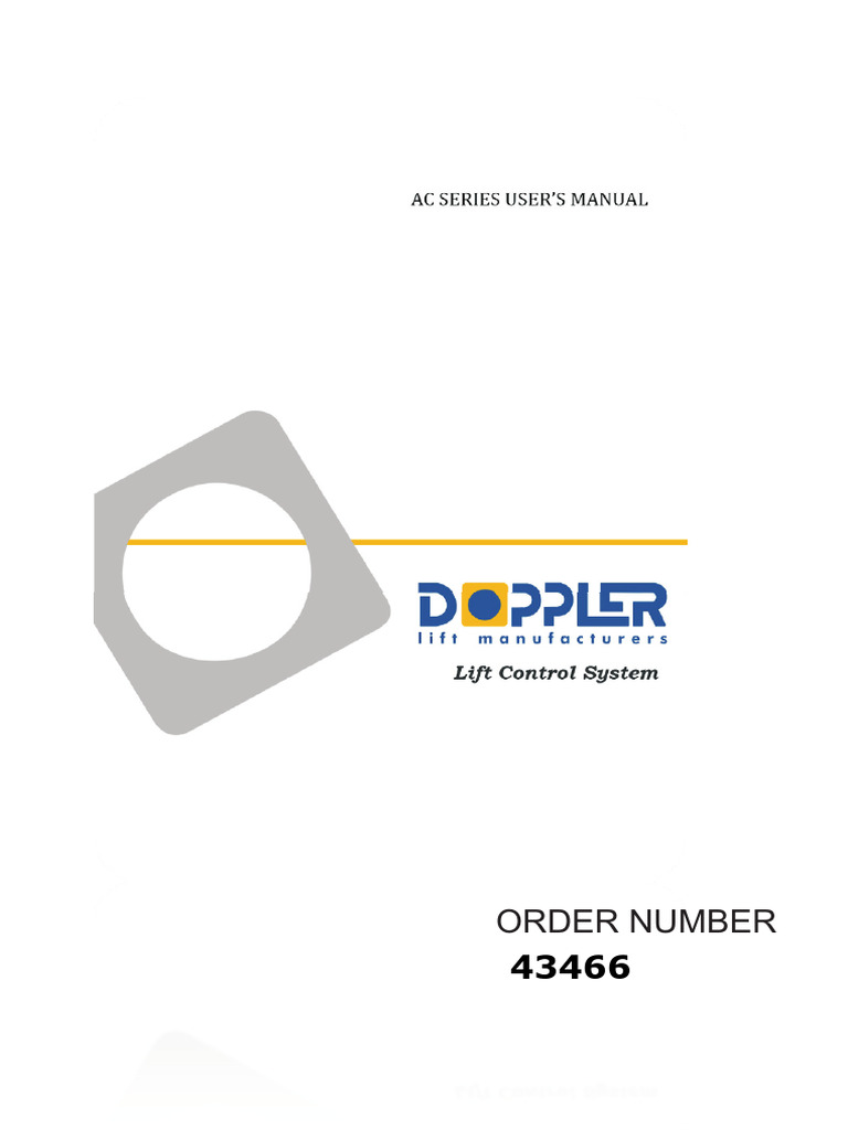 Doppler Lift Manual | PDF | Elevator | Power Supply