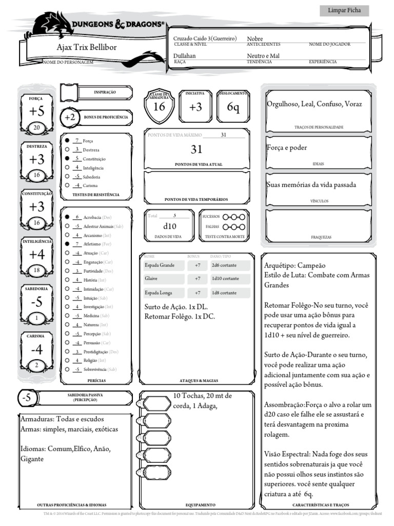 Dullahan Guerreiro Pdf Dungeons And Dragons Jogo