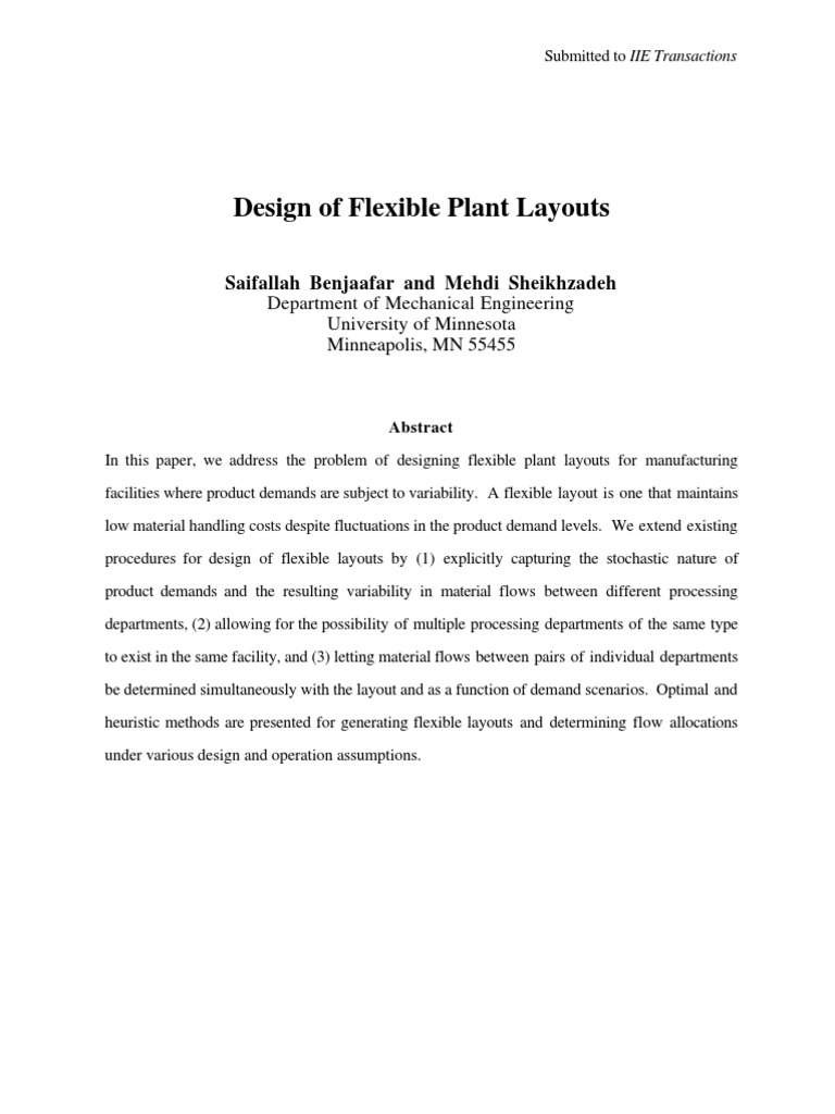Design of Flexible Plant Layouts | PDF