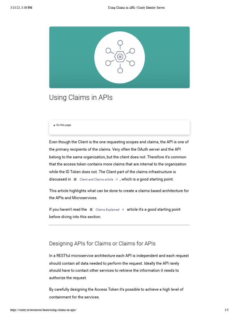 Using Claims in APIs - Curity Identity Server | PDF | Information Science | Computer Science