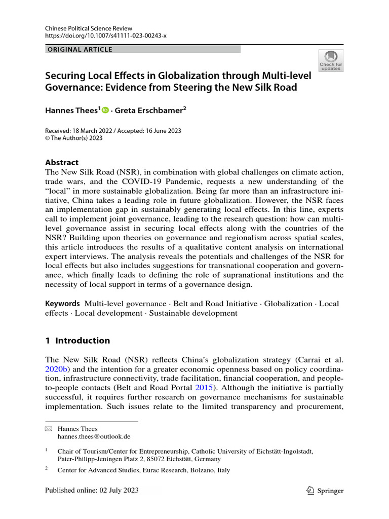 ARTIKEL 3 Securing Local Effects in Globalization Through Multi Level ...