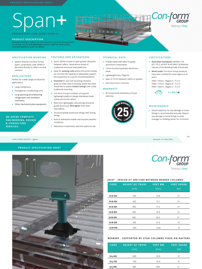CONFORM CFG Span+ Specification Sheet 2022 - Web | PDF | Civil ...