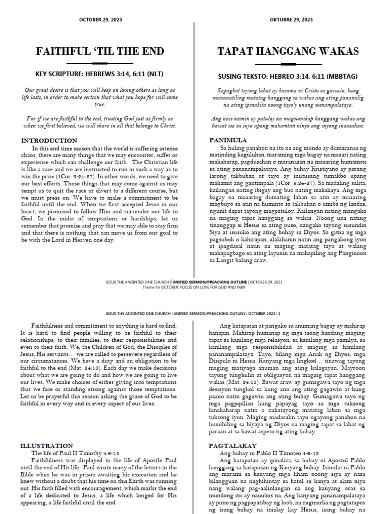 Faithful Til The End | PDF | Jesus | Theology