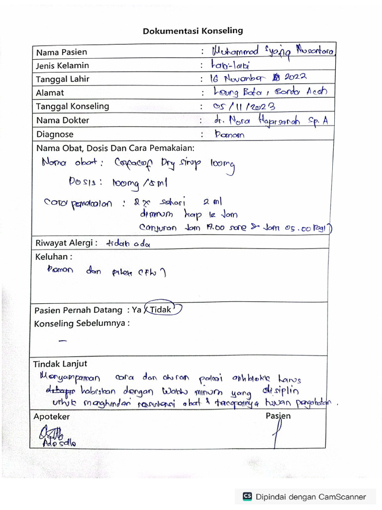 Form Konseling APOTEKER | PDF