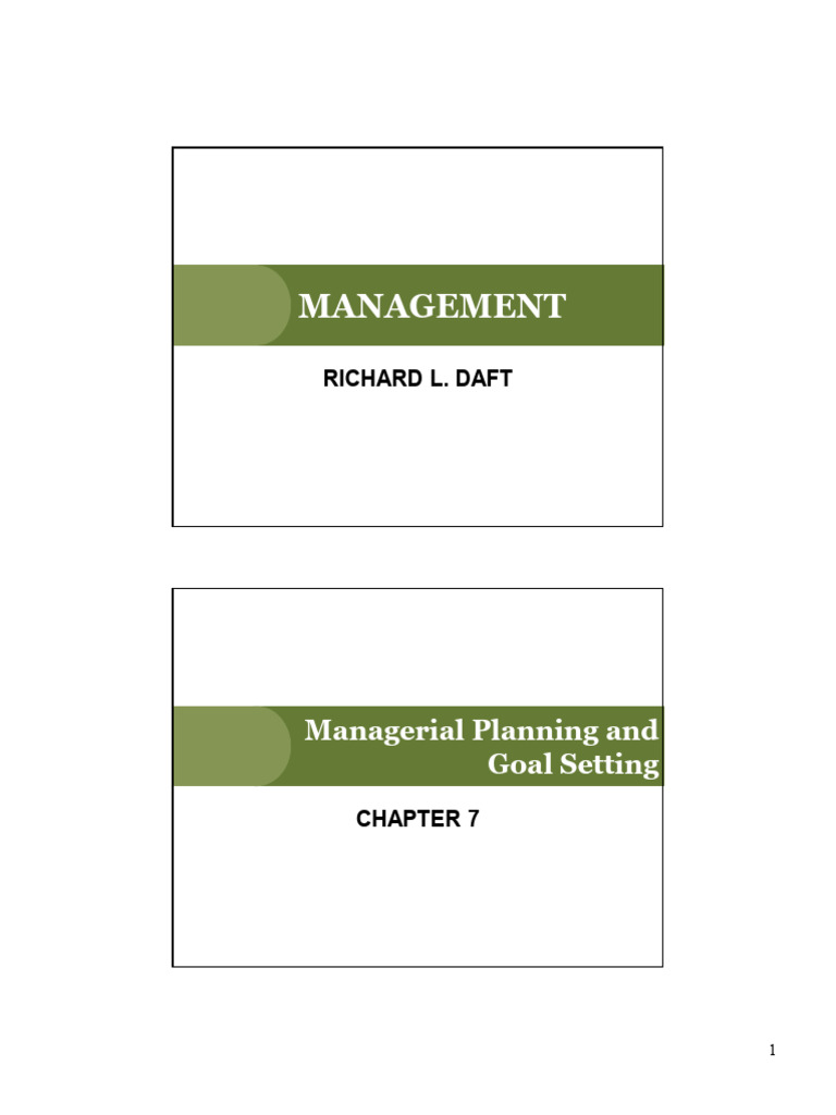 Principles of Management - Lecture 2 - Managerial Planning | PDF | Goal ...