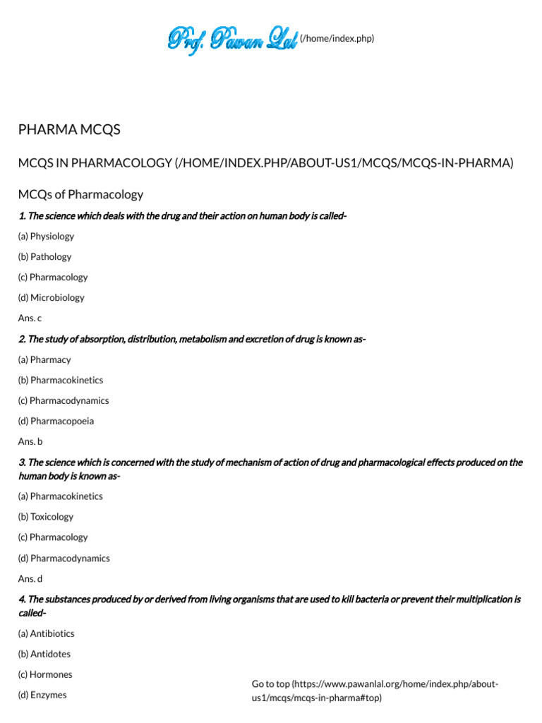 Pharma mcqs | PDF | Syringe | Opioid
