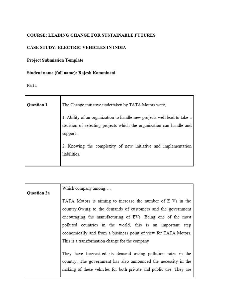 IMT_Project Submission_Change Management | PDF | Electric Vehicle ...