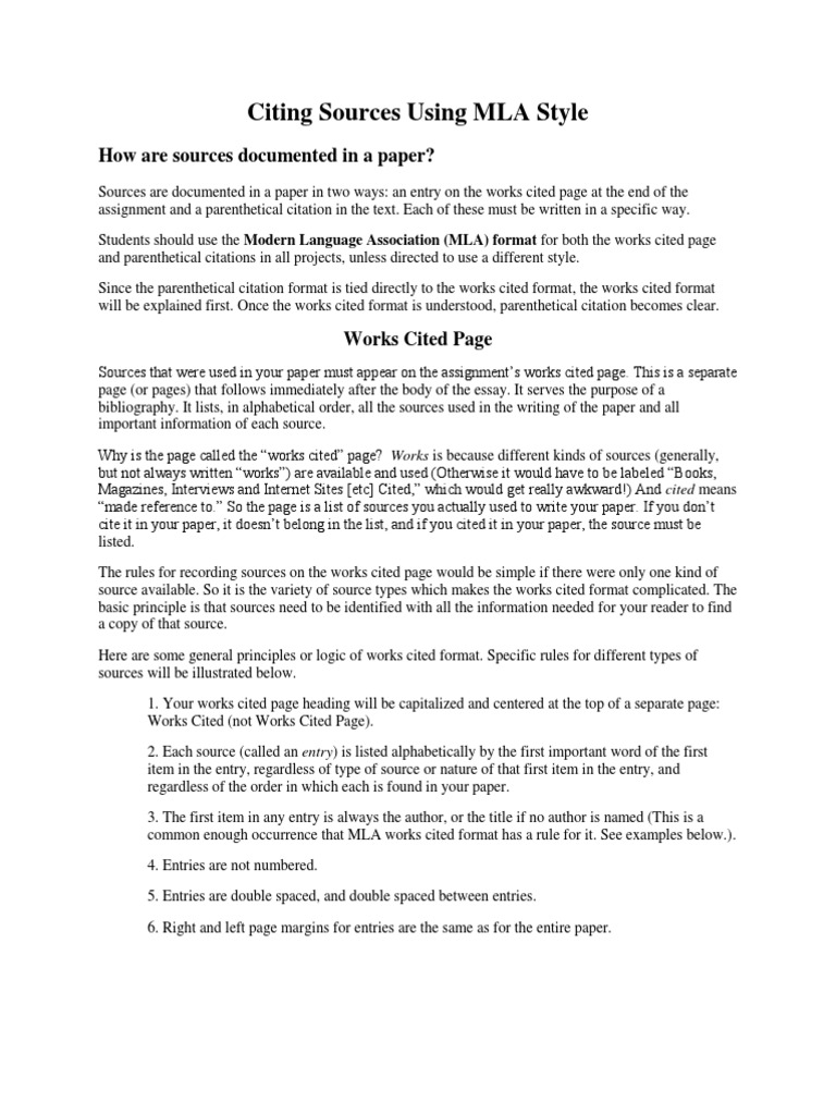 Citing of SOurces Using MLA Style | PDF