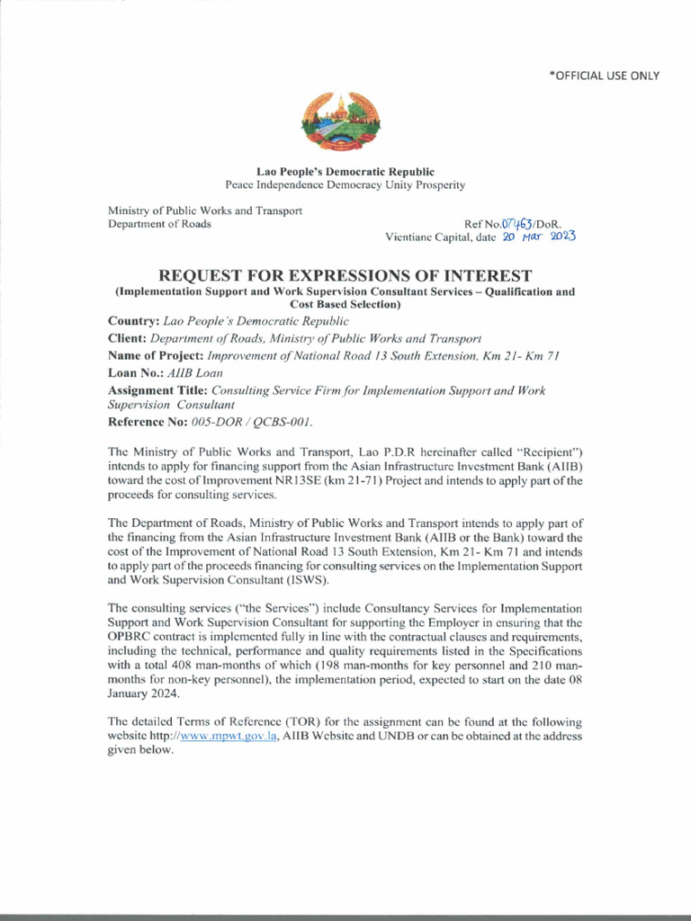 Signed REOI Attached With ToR | PDF | Employment | Occupational Safety ...