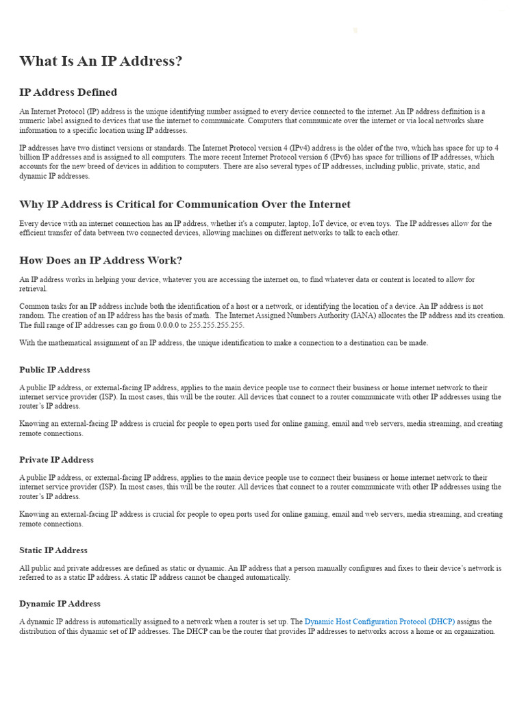 What Is An IP Address | Download Free PDF | Ip Address | Computer Network