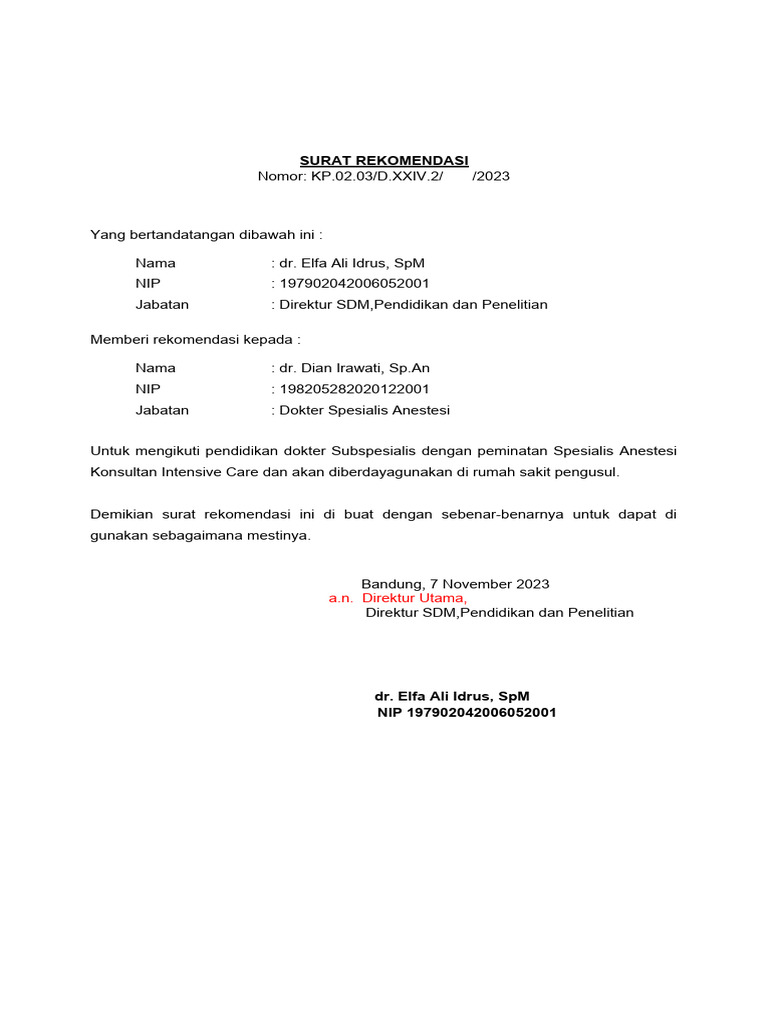 Surat Rekomendasi | PDF | Karier & Perkembangan